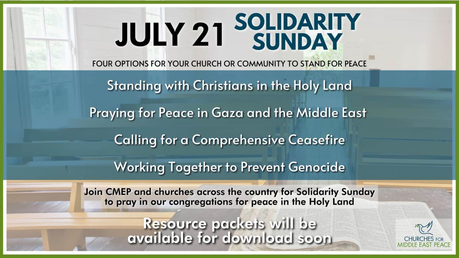 July 21: Solidarity Sunday for Peace in the Middle East - Global Ministries
